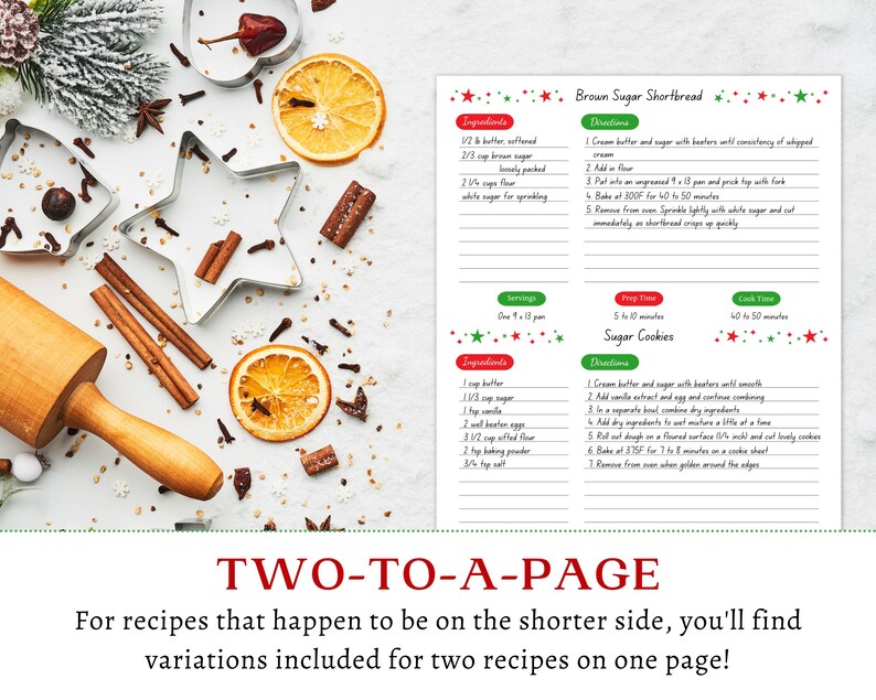 Editable Recipe Template Printables | Christmas Recipe Book | Fillable ...