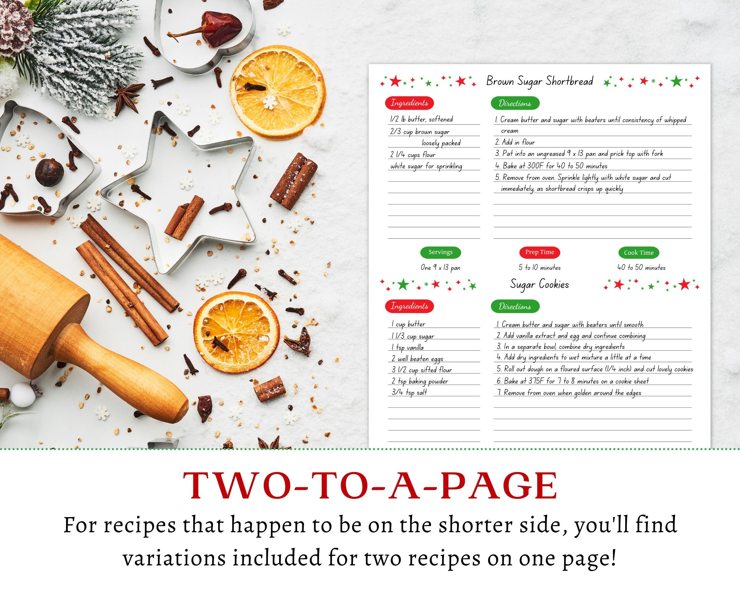 Editable Recipe Sheet Printable Letter, A4 Christmas Baking Recipe ...