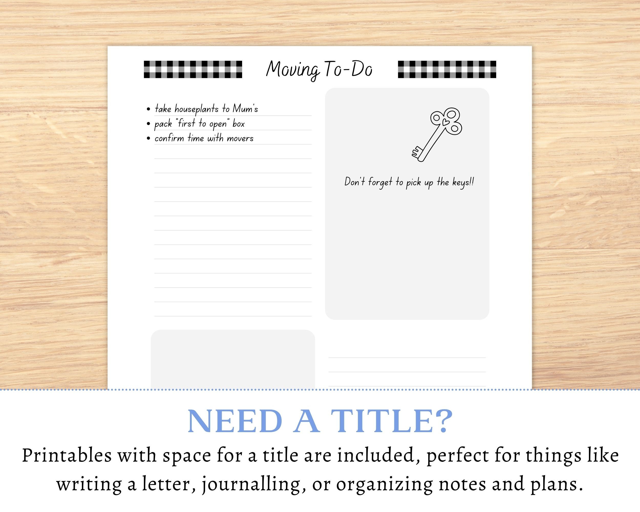 Black Gingham Printable Paper Digital Checklist Template Study Notes ...
