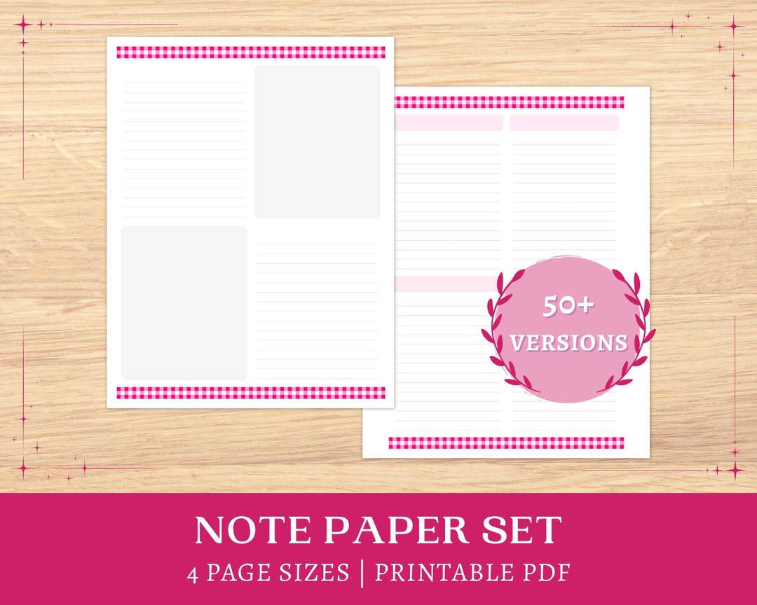 Printable Pink Gingham Note Paper | Blank Pages | Checklist Templates ...