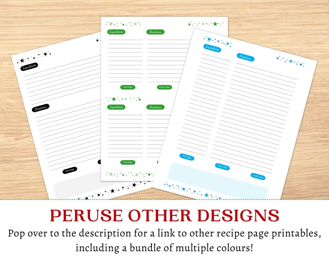 Editable Recipe Sheet Printable Letter, A4 Christmas Baking Recipe ...