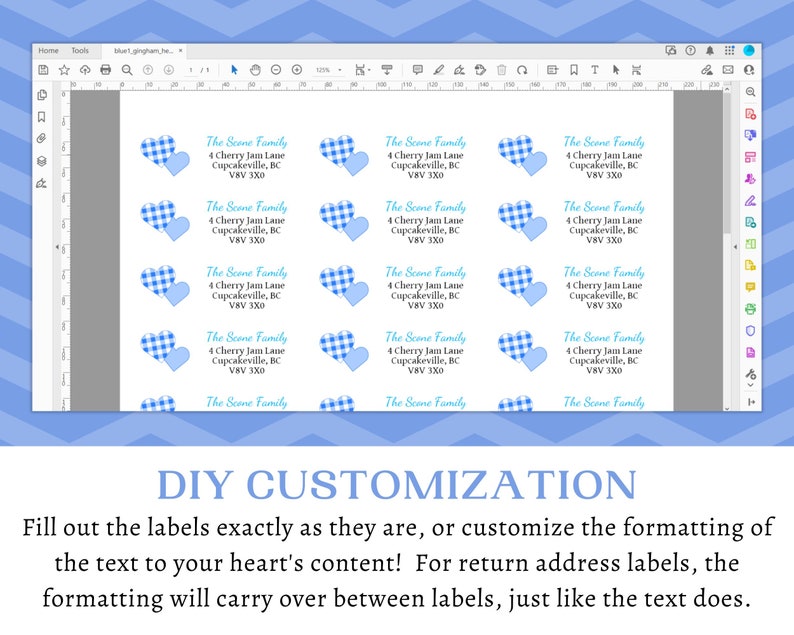 DIY Printable Gingham Heart Address Labels | Fillable | Editable ...