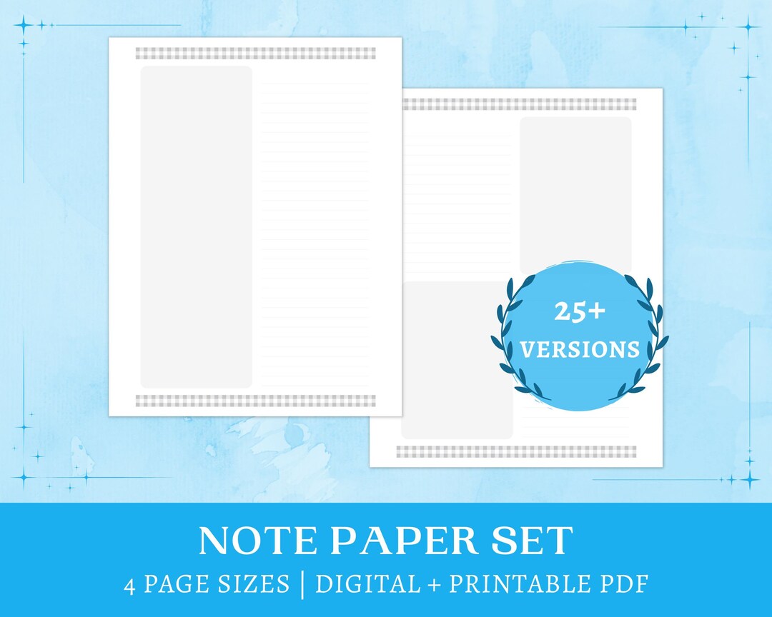 Grey Gingham Blank Page Printables Digital Study Notes Checklist ...