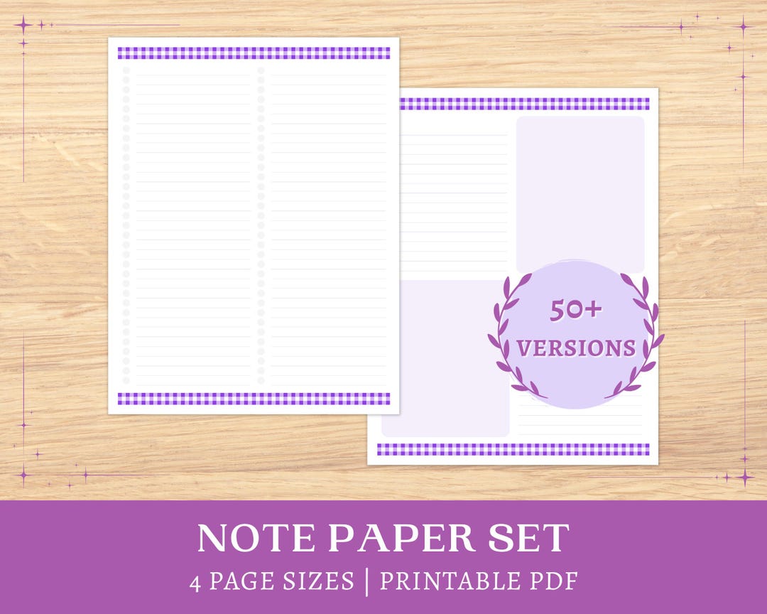 Printable Purple Gingham Note Paper | Blank Pages | Study Notes | A5 ...