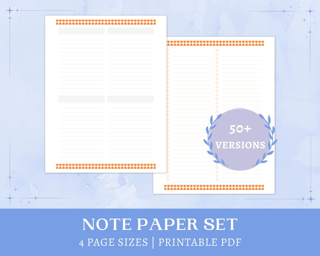 Orange Gingham Note Paper Printables | Checklist Templates | A5, A4 ...