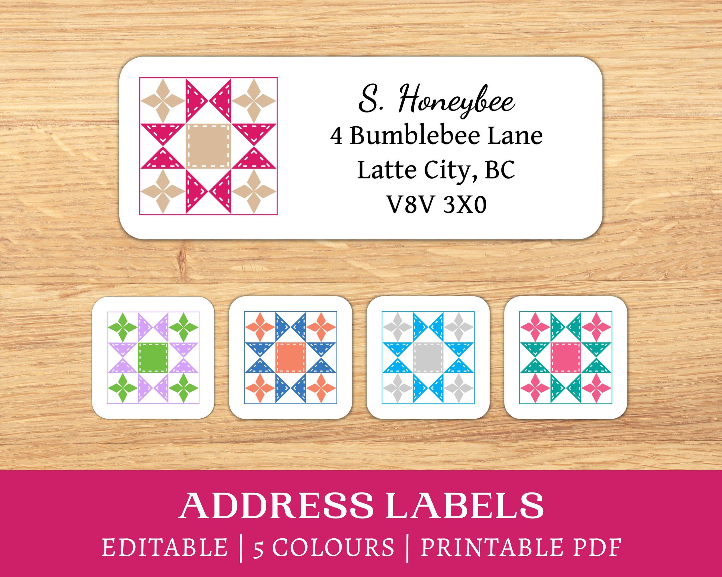 DIY Printable Quilt Address Labels | Fillable | Editable | Cottagecore ...