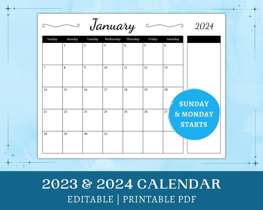 Editable Calendar 2023 2024 printable office calendar - Etsy.de