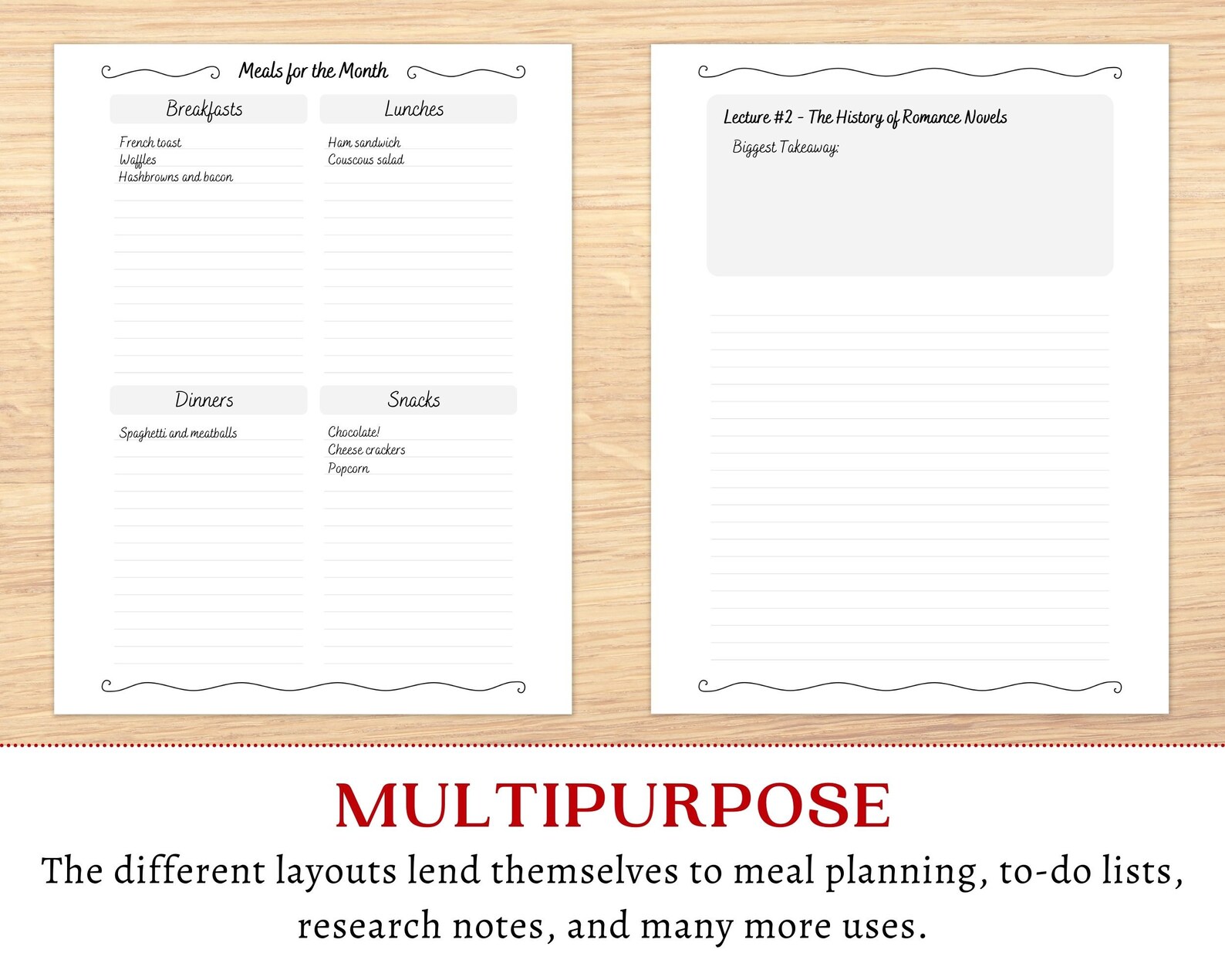 Printable Note Paper | Minimalist Checklist Templates | Lined Pages ...