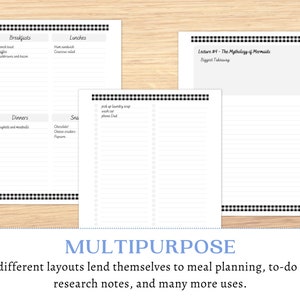 Black Gingham Printable Paper Digital Checklist Template Study Notes ...