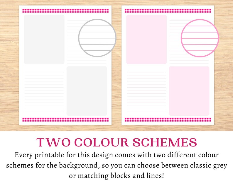 Printable Pink Gingham Note Paper | Blank Pages | Checklist Templates ...