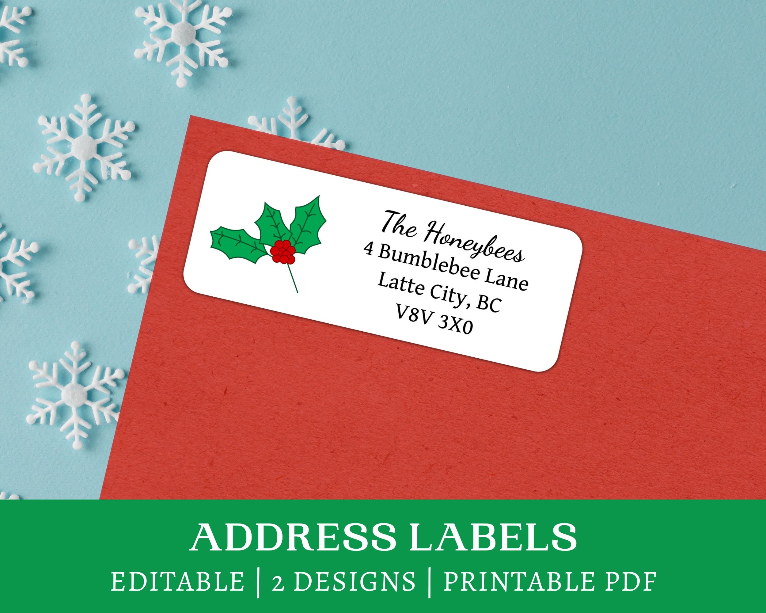 DIY Printable Holly Address Labels | Fillable | Editable | Christmas ...