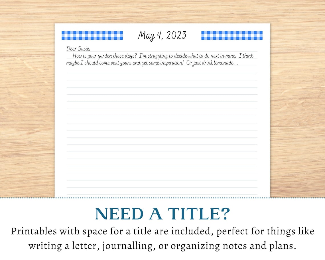 Printable Blue Gingham Note Pages | Checklist Template | DIY Notebook ...