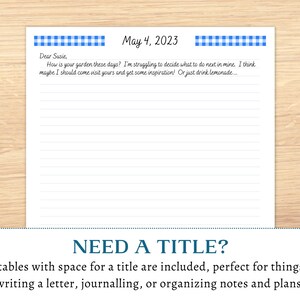 Printable Blue Gingham Note Pages | Checklist Template | DIY Notebook ...