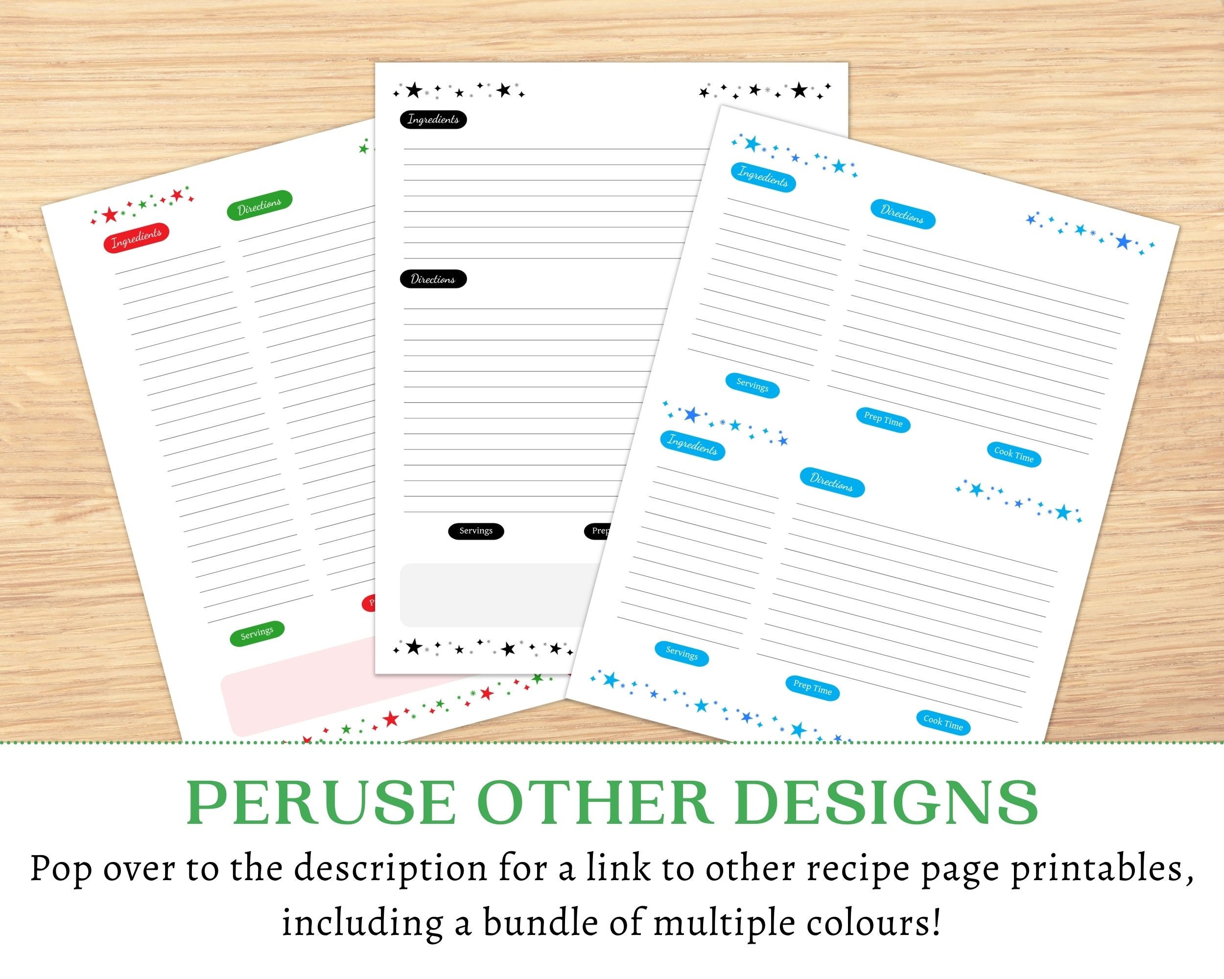 Editable Recipe Page Printables Letter, A4 Christmas Baking Recipe ...
