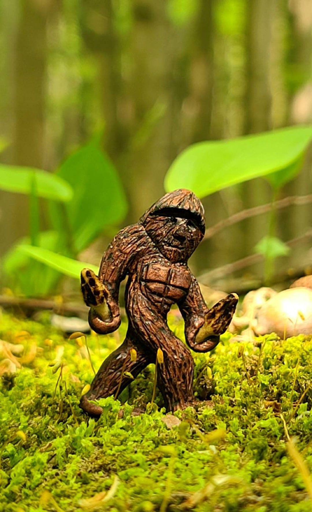 Bigfoot Pin With Morel Mushrooms Hand Carved From Black Walnut - Etsy