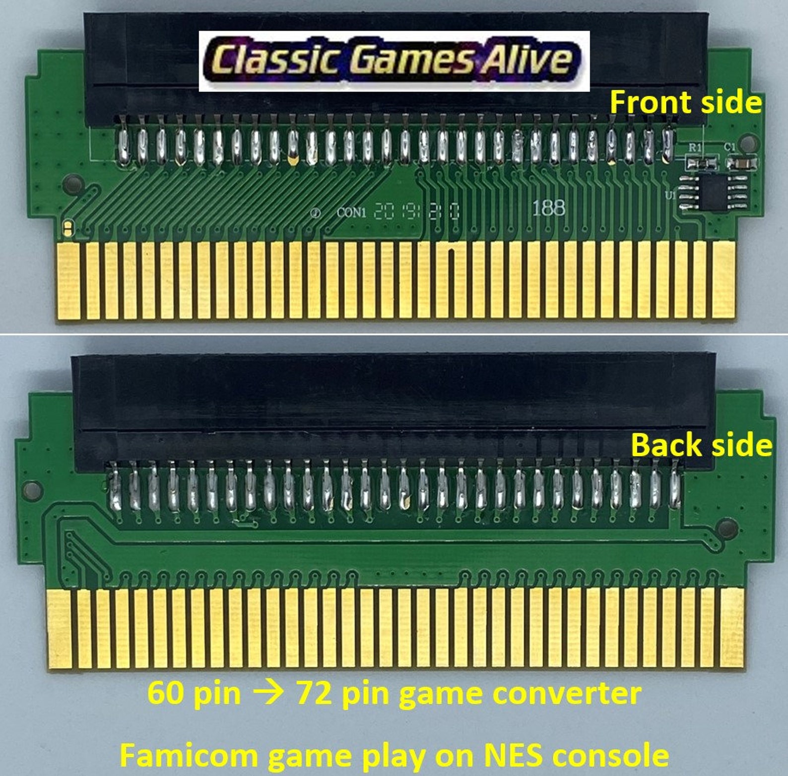 Famicom 60 Pin to NES 72 Pin Adaptor Converter - for NES Console (7 ...