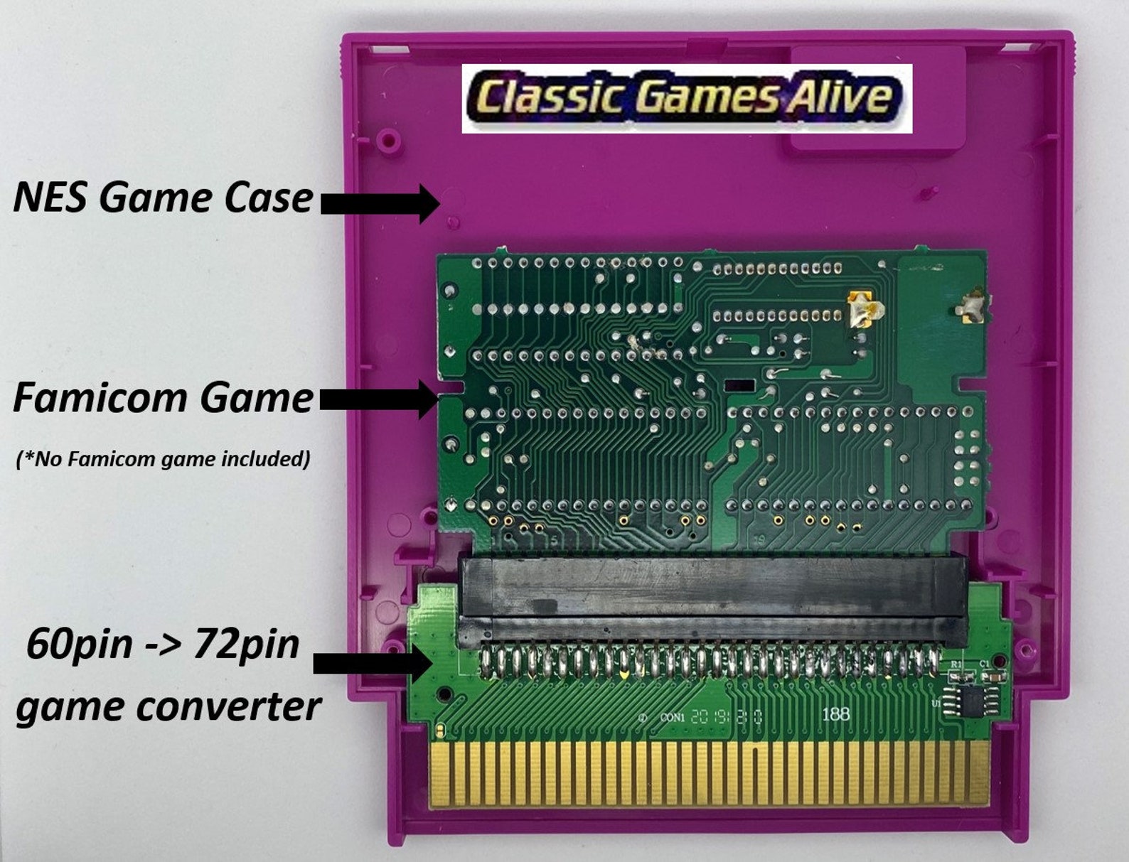 Famicom 60 Pin to NES 72 Pin Adaptor Converter - for NES Console (7 ...
