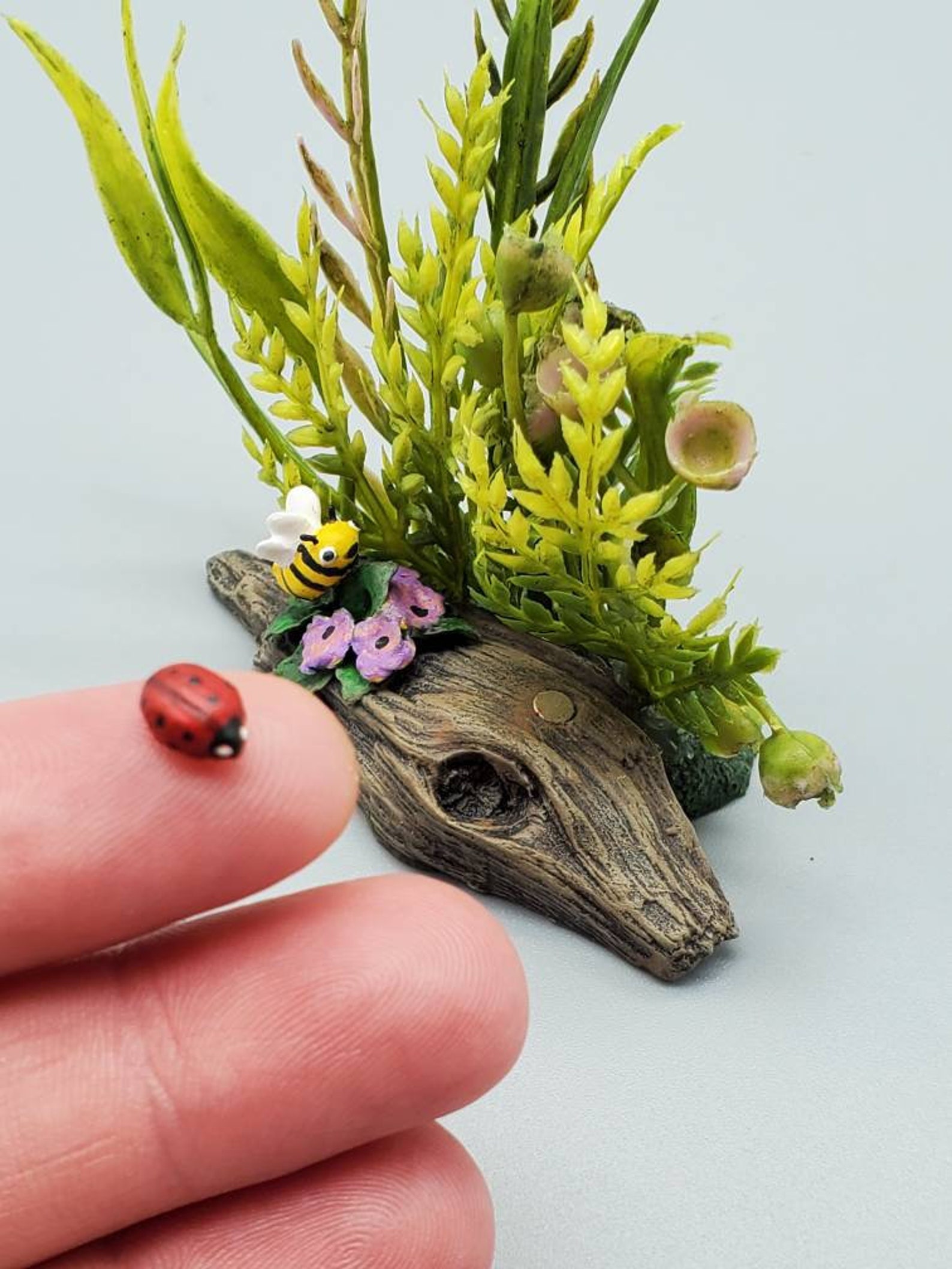 Fairy Garden Glass Jar: Miniature Bee, Ladybug, and Flowers - Etsy
