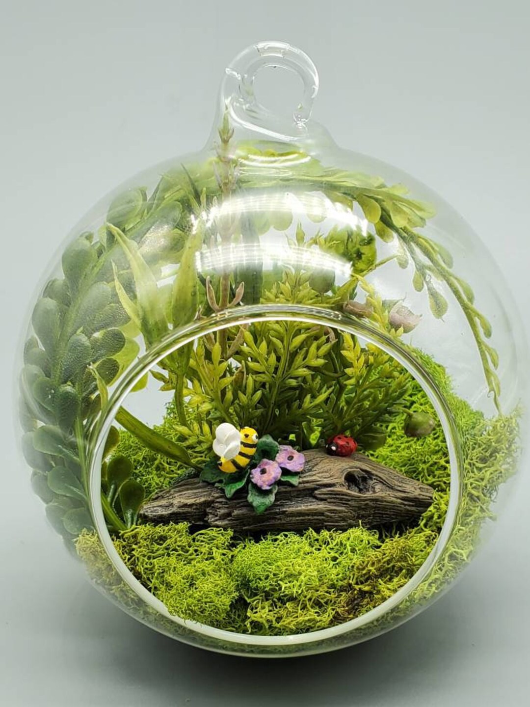 Fairy Garden Glass Jar: Miniature Bee, Ladybug, and Flowers - Etsy