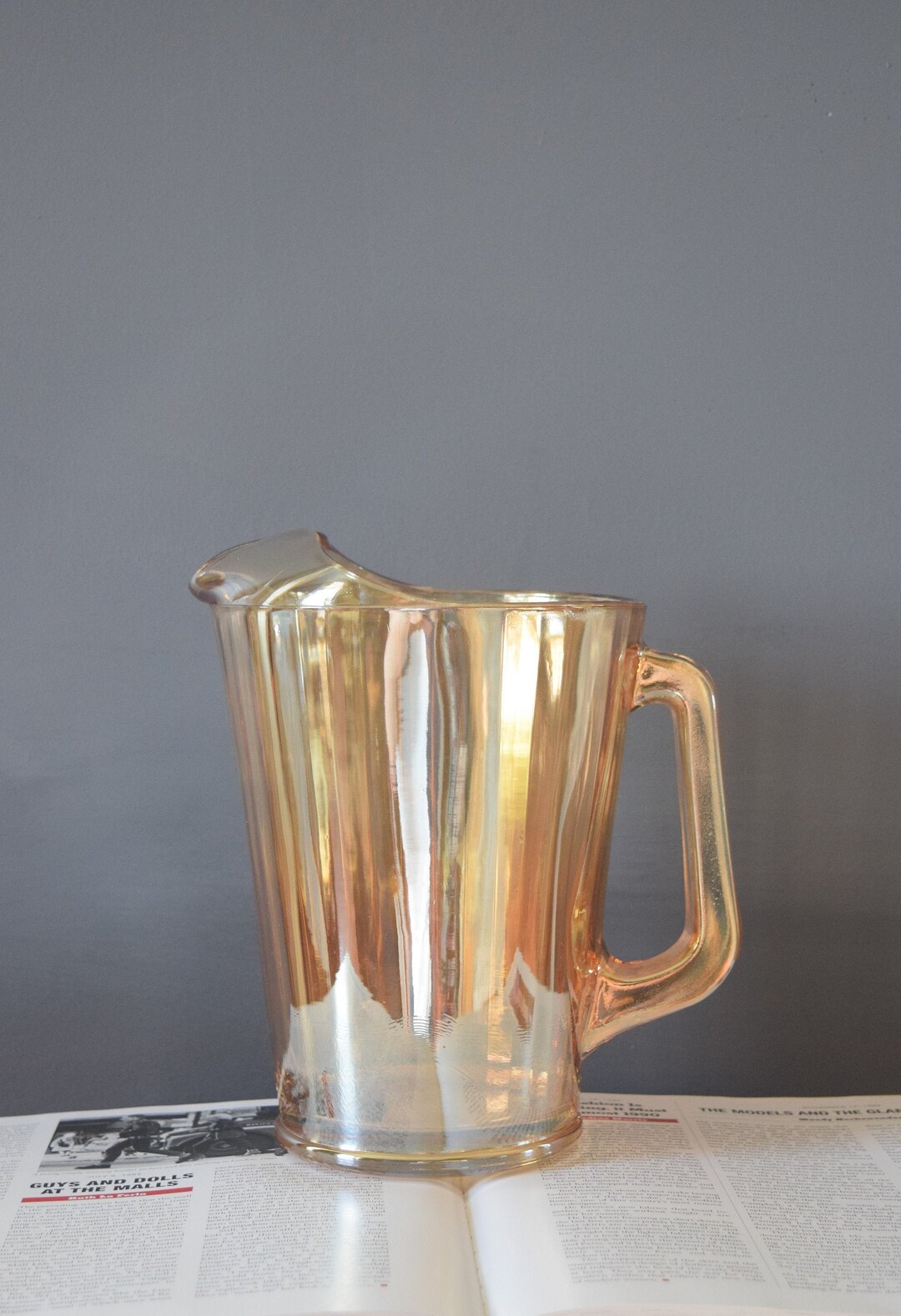 Peach Lustreware Juice Pitcher Orange Iridescent Jug - Etsy