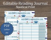 Editable Children's Reading Book Log Chart Nautical - Etsy