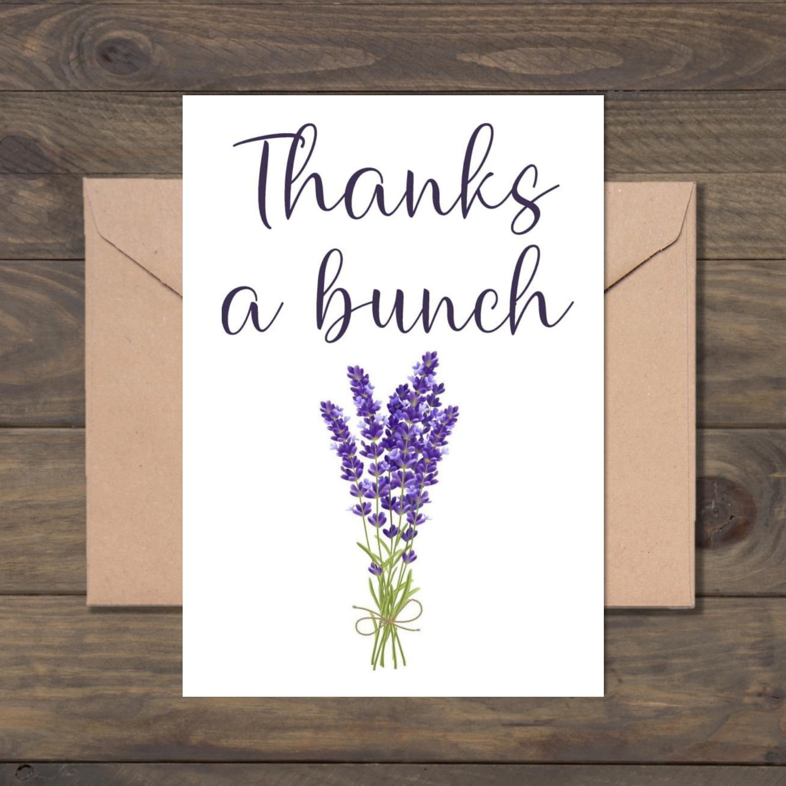 Thanks a Bunch || Printable Thank You Card Lavender Postcard Instant ...