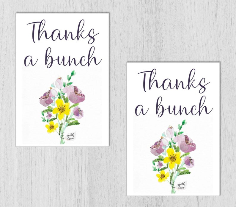 Thanks a Bunch || Printable Thank You Card Watercolor Postcard Instant ...