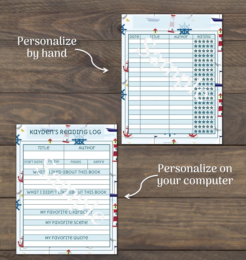 Editable Children's Reading Book Log Chart || Nautical Boat Printable ...