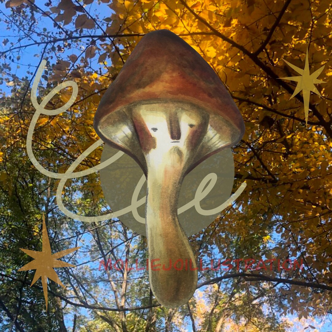 Fungi Sprite Mushroom Character Sticker - Weatherproof - Etsy