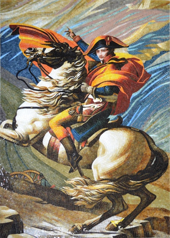 Napoleon Crossing the Alps Glass Tile Mosaic Wall art | Etsy