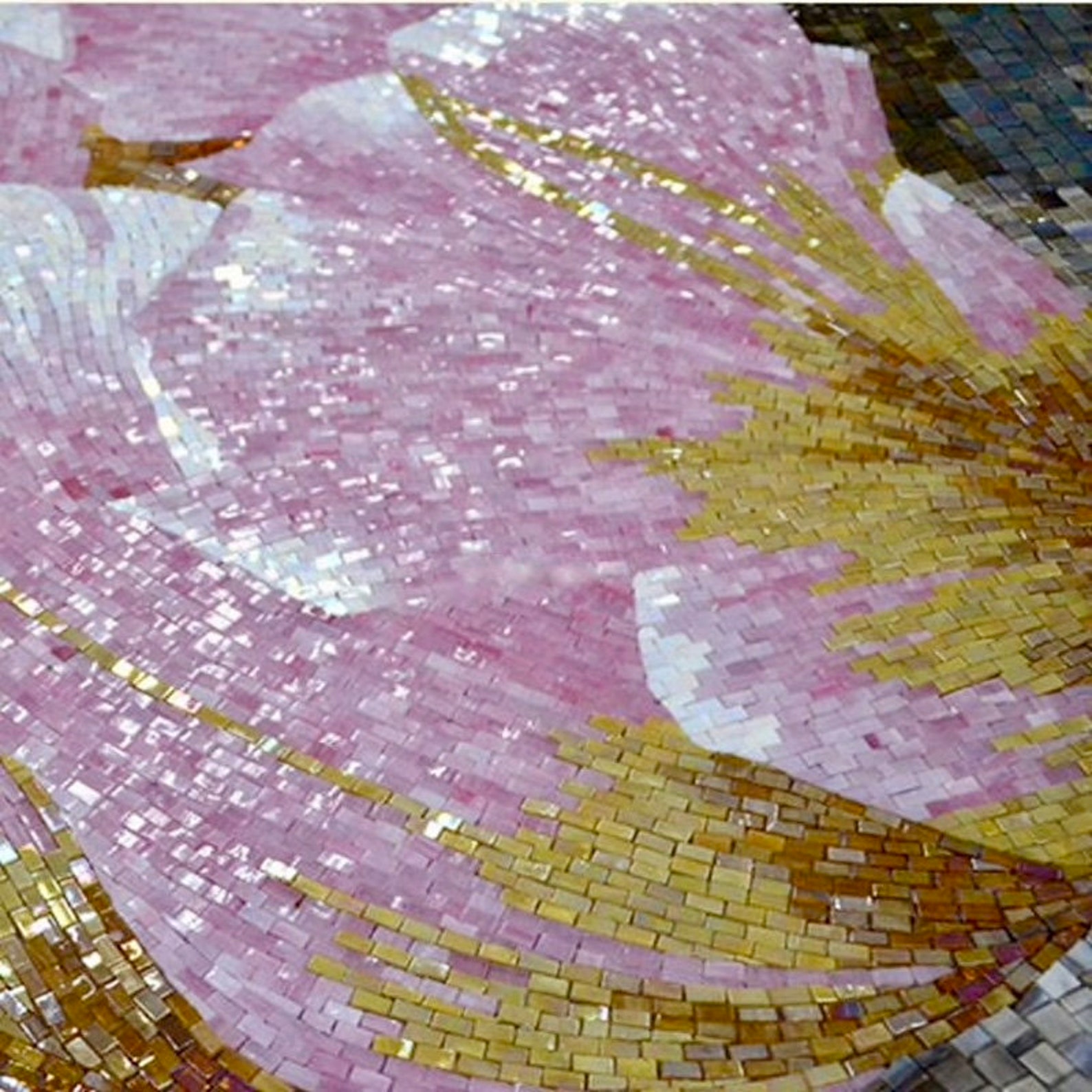 Pink and Gold Flowers Carnation Pink Glass Tile Mosaic - Etsy