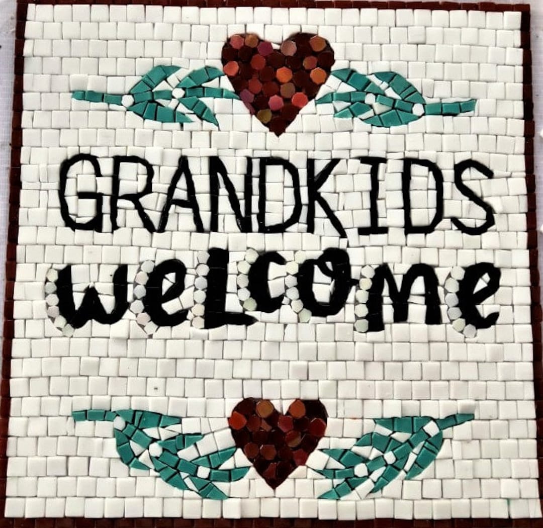 Grandkids Welcome Sign Mural - Grandparents Glass Mosaic Tile Decor ...