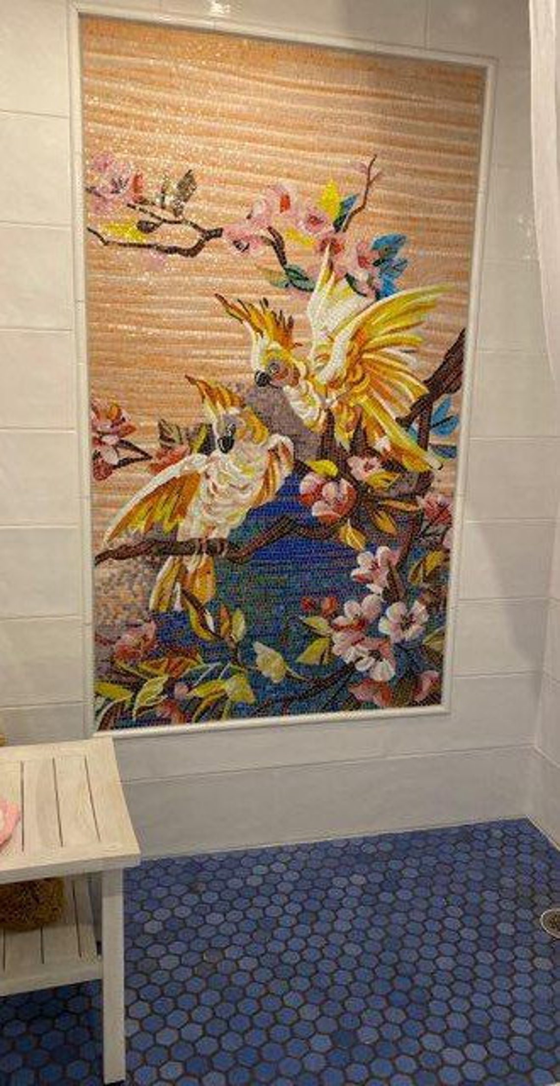 Two Parrots in Love Mural- Leslie Mural - Glass Tile Mosaic - Wall Art ...