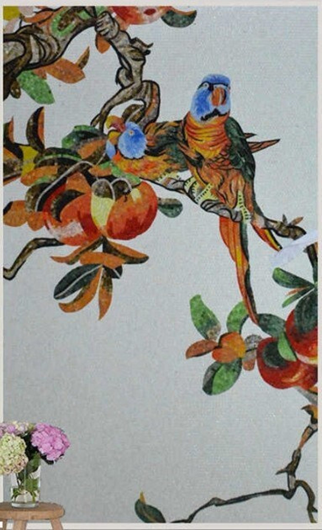 Parrots in Love Mural- Diana Mural - Glass Tile Mosaic - Wall Art ...