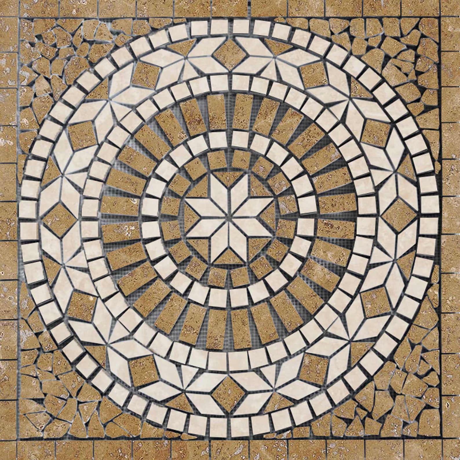 Black White Brown Beige 24x24 Captain Medallion - Etsy