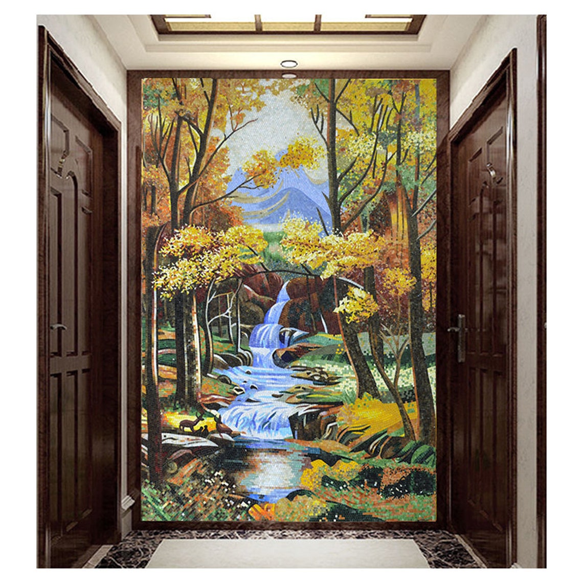 Waterfall Between Trees Nature Picture Mosaic Glass Tile - Etsy