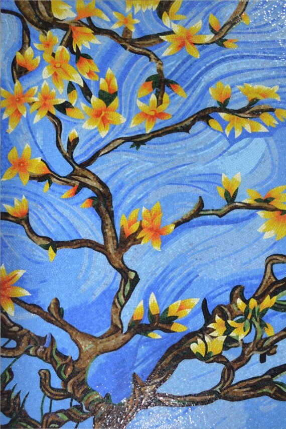 Tessa-Glass Tile Mosaic Wall art wall decor backsplash | Etsy