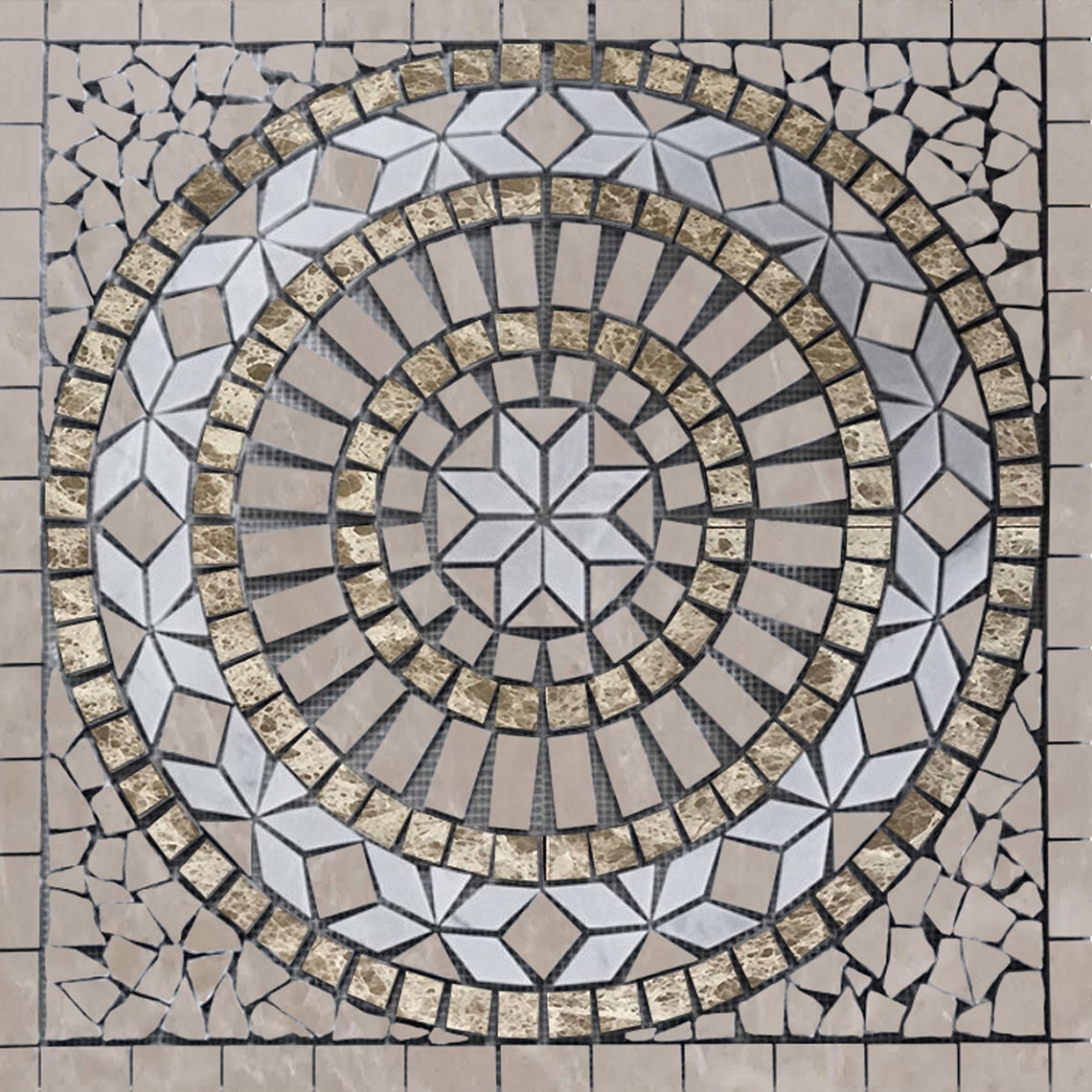 Black White Brown Beige 24x24 Captain Medallion | Etsy