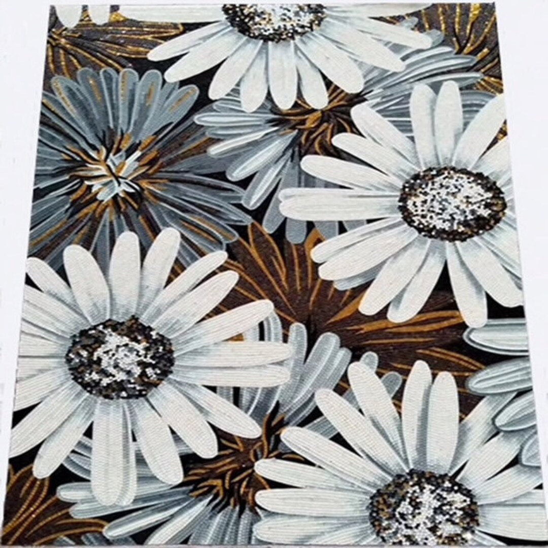 Dark Daisy Mural - Glass Tile Mosaic - Wall Art - Wall Decor Backsplash ...