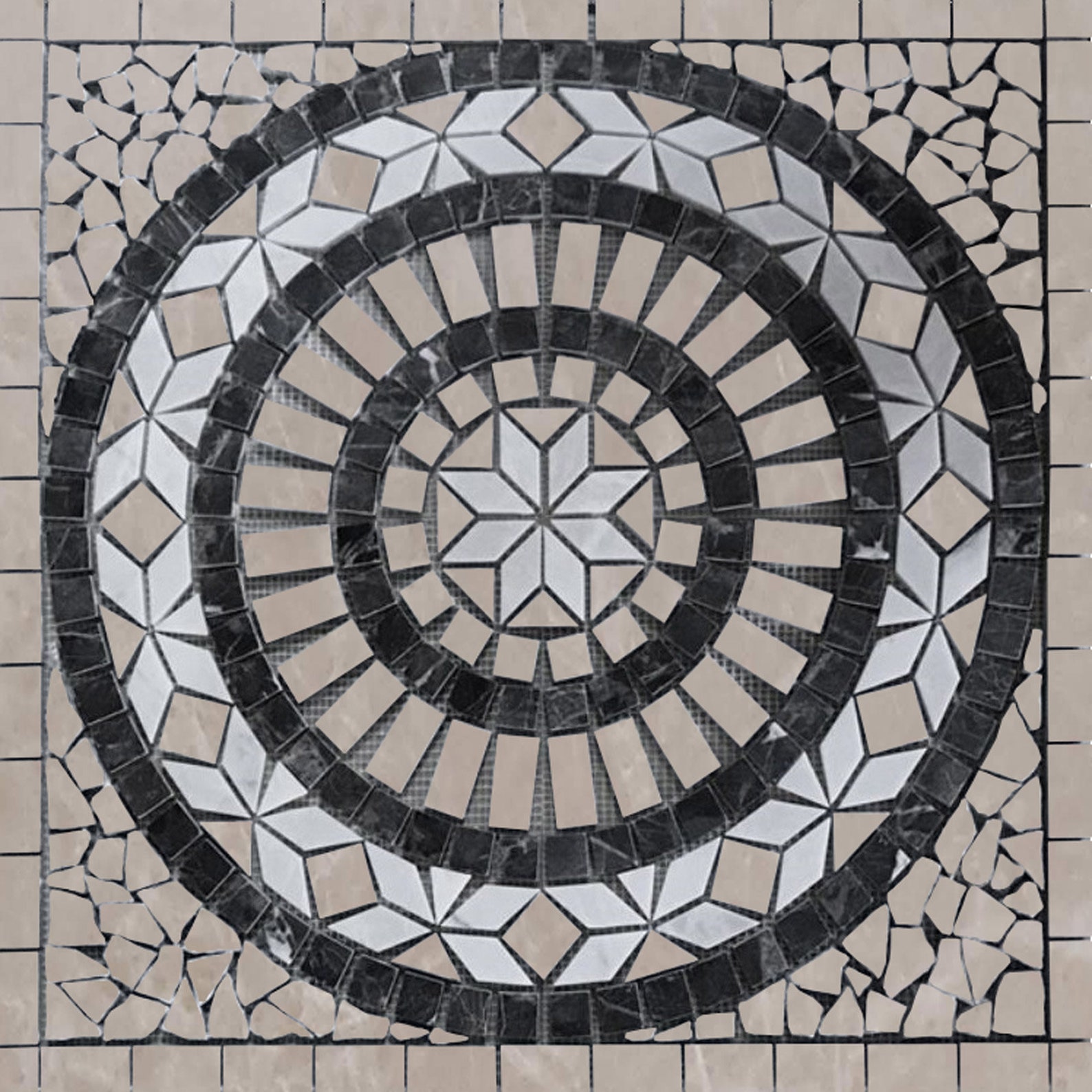 Black White Brown Beige 24x24 Captain Medallion - Etsy