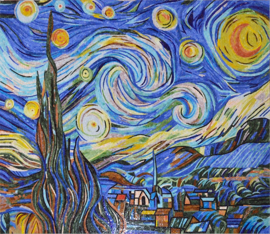 Starry Night -glass Tile Mosaic - Wall Art - Wall Decor Backsplash ...