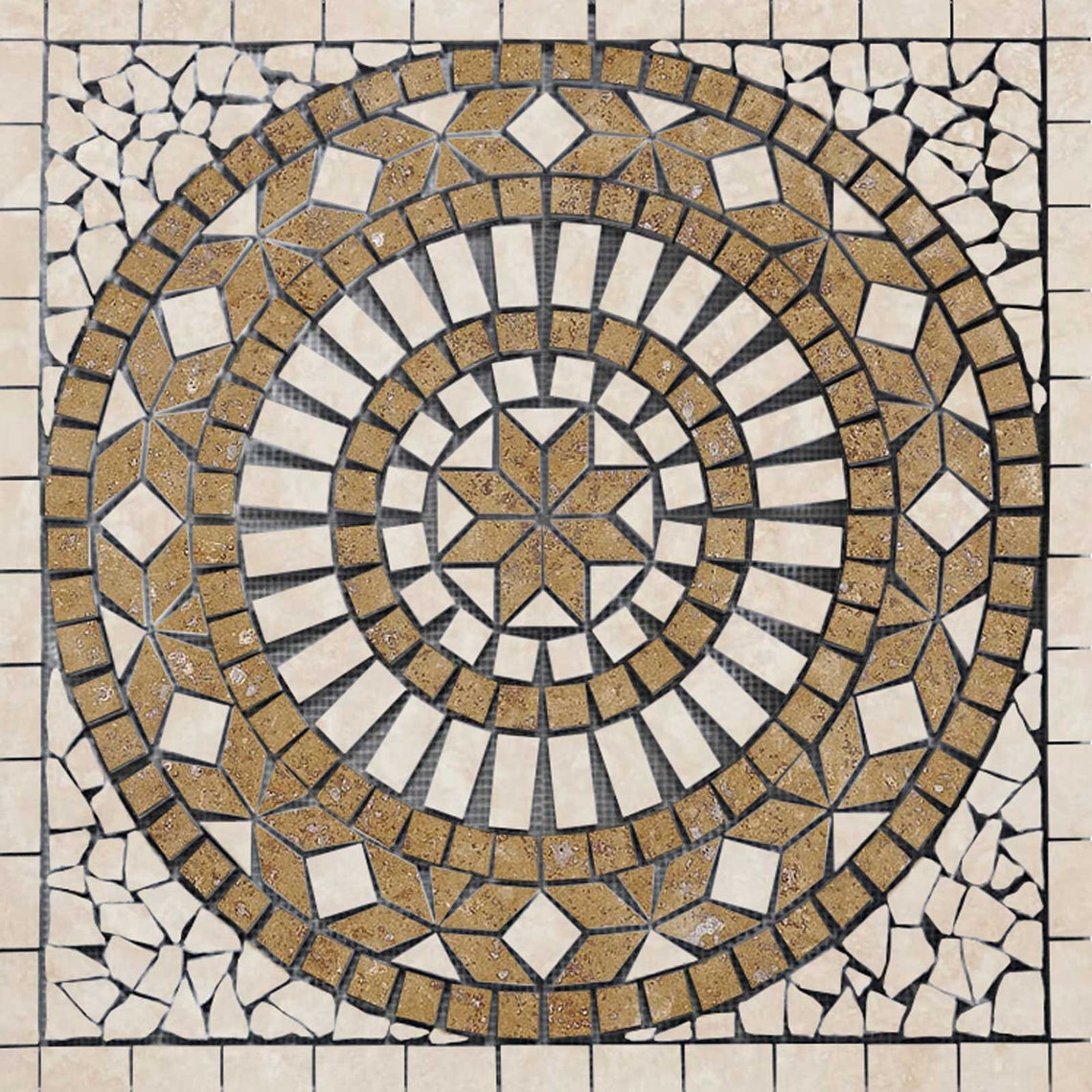 Black White Brown Beige 24x24 Captain Medallion - Etsy