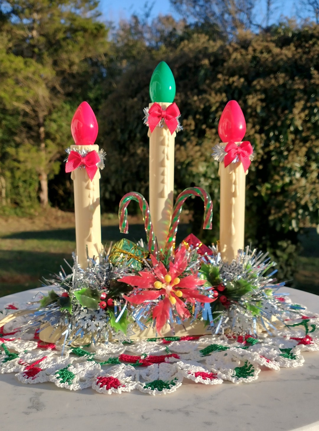 Holiday Window Sill Plug in Decoration; Vintage Plastic Blow Mold; Made ...