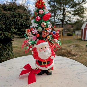 Vintage Avon Santa Figurine; 1982 Avon Ho Ho Ho Santa Up-cycled Votive ...