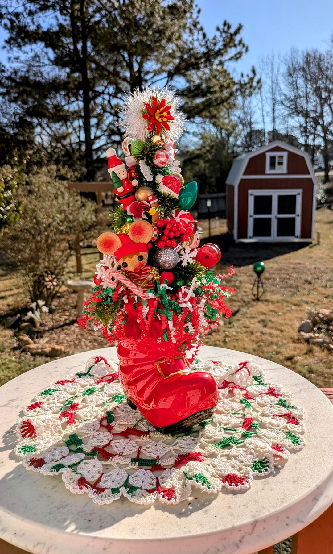 Santa Boot Planter Holiday Assemblage; Mid-century Style Christmas ...