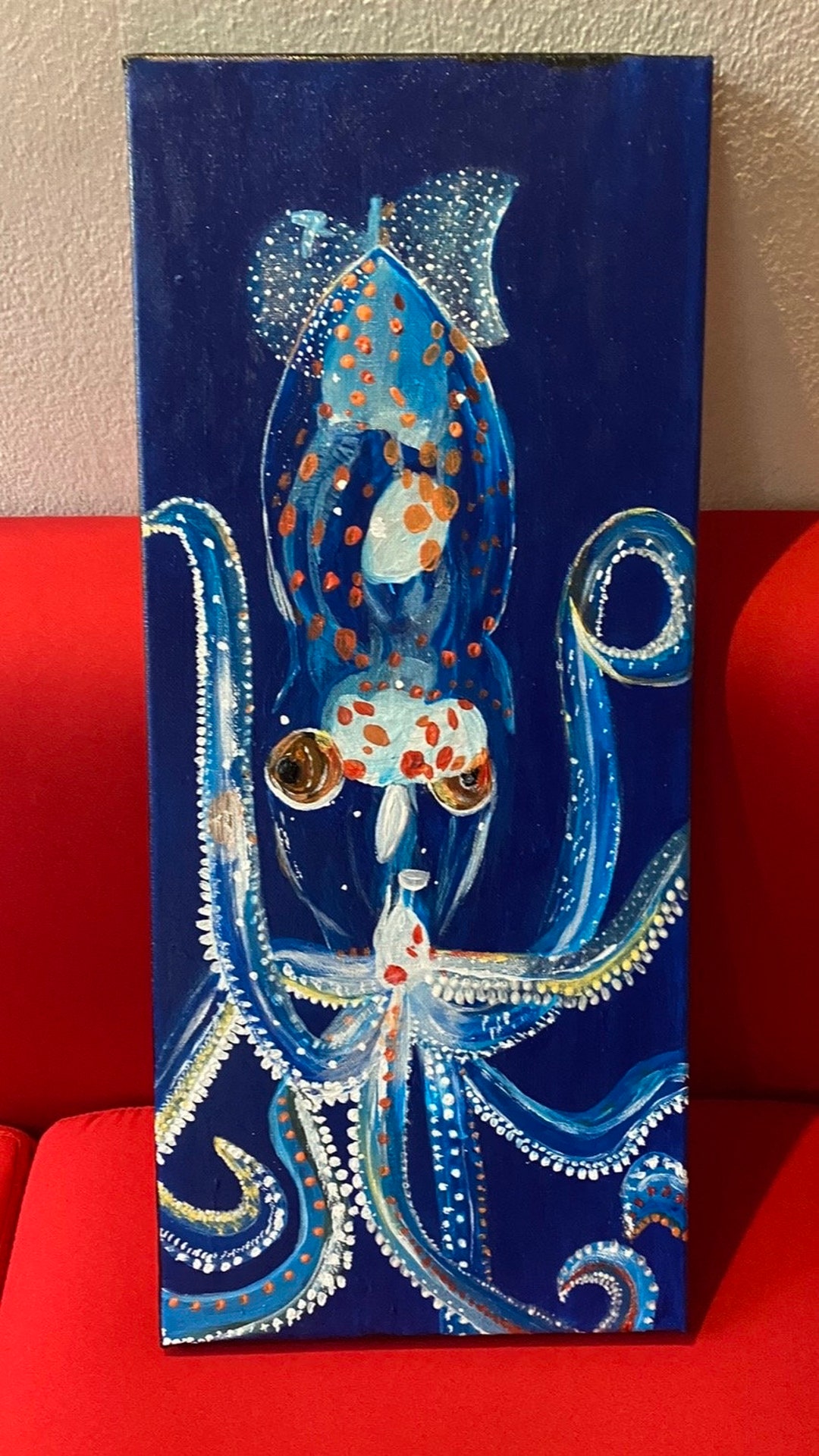 Original Vibrant Squid Painting on Canvas - Etsy