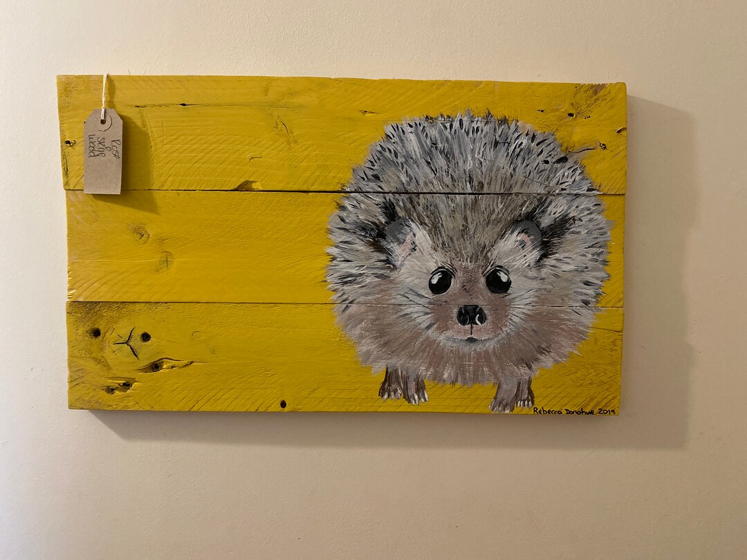 Original Hedgehog Painting on Reclaimed Wood - Etsy