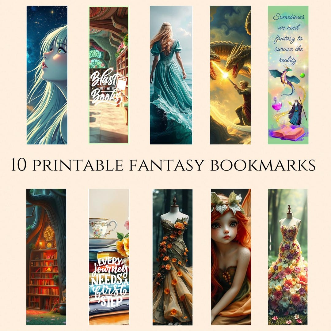 Printable Diy Fantasy Bookmarks for Reading, Dark Fantasy, Book Lovers ...