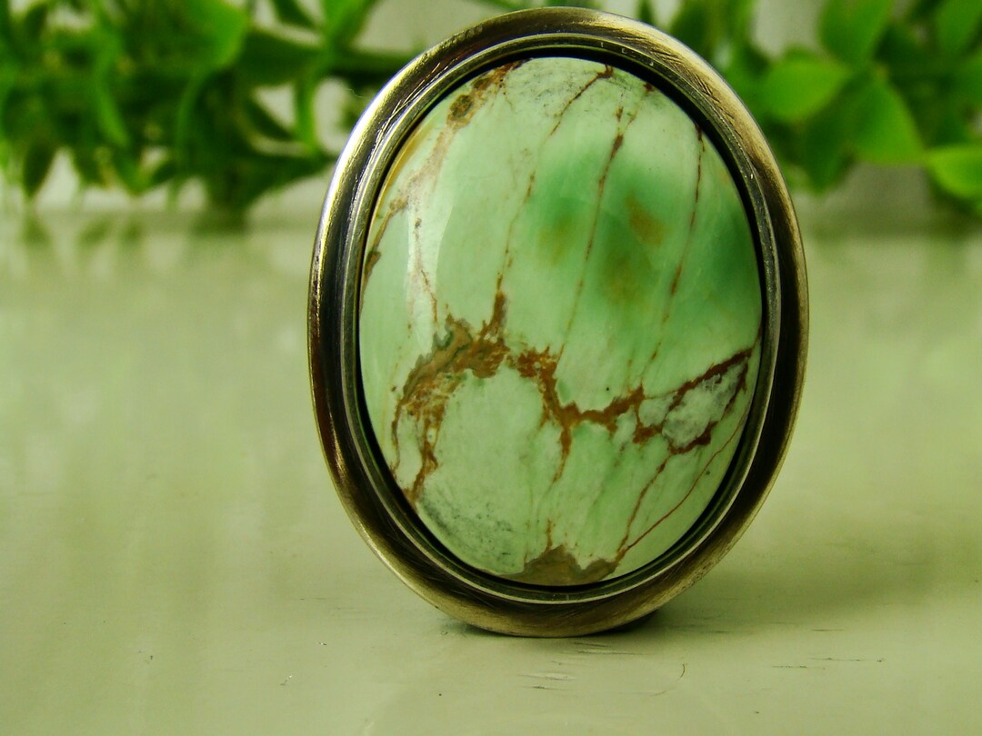 Variscite Turquoise Ring Sterling Silver 925 Oxidised Handmade Coctail ...