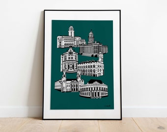 Leeds Map Illustrated Map Leeds Print Leeds Art Poster Leeds Artwork ...